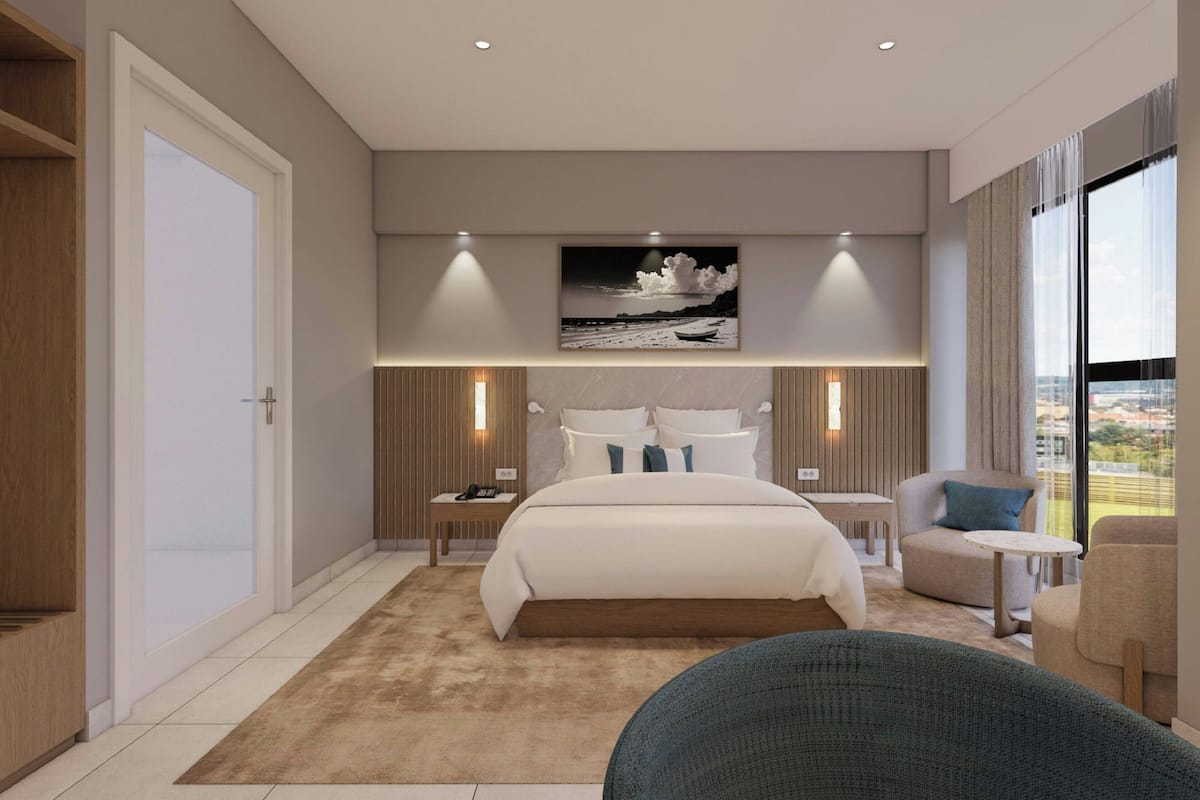 Quarto standard, 1 cama King | Cofres nos quartos, escrivaninha, cortinas blackout