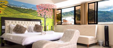 Suíte superluxo, 1 cama de casal, vista para a montanha | Wi-Fi de cortesia, roupa de cama