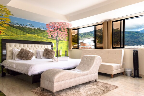 Suíte superluxo, 1 cama de casal, vista para a montanha | Wi-Fi de cortesia, roupa de cama