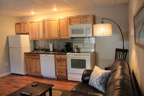 Apartamento luxo, 1 cama King e sofá-cama | Cozinha privada | Geladeira grande, micro-ondas, fogão, cooktop