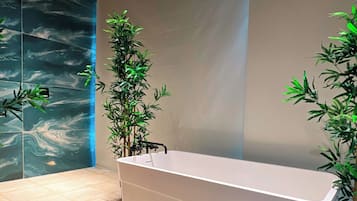 Quarto Exclusivo | Casa de banho | Um polibã, um chuveiro fixo, um secador de cabelo, toalhas fornecidas