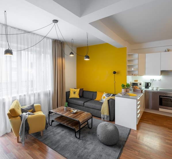 Apartamento, 1 quarto, terraço | Sala | Smart TV, Netflix 