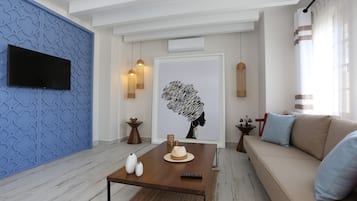 Apartamento standard, vista para o jardim | Área de estar | TV LED 40 polegadas com canais via satélite, TV