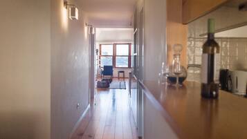 Apartamento, 2 quartos, vista para o rio | Cozinha privada | Um frigorífico/congelador grande, um micro-ondas, um forno