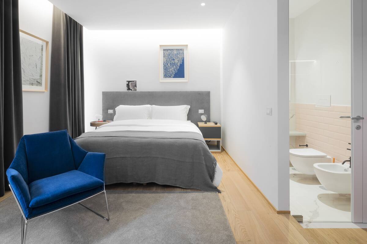 Quarto Duplo Elite, Vista para a cidade | 1 quarto, roupa de alta qualidade, camas de colchão viscoelástico 