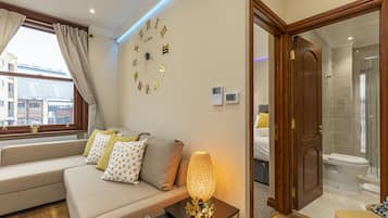 Apartamento Elite, casa de banho privativa, Vista para a cidade | Lounge