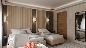 Quarto Triplo Design | Lençóis italianos Frette, roupa de alta qualidade