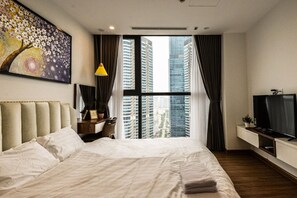 Apartamento superluxo, 3 quartos, vista para o lago, na torre | Roupas de cama de algodão egípcio, roupas de cama premium