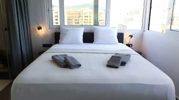 Estúdio premium, vista para a cidade | Roupas de cama de algodão egípcio, roupas de cama premium
