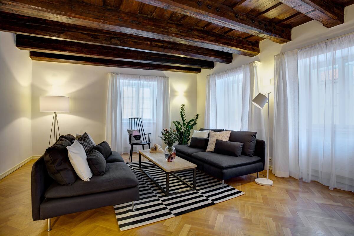 Executive Apartment - Elegant (3th flr, elevator) | Sala de estar | TV de ecrã plano, leitor de DVD 