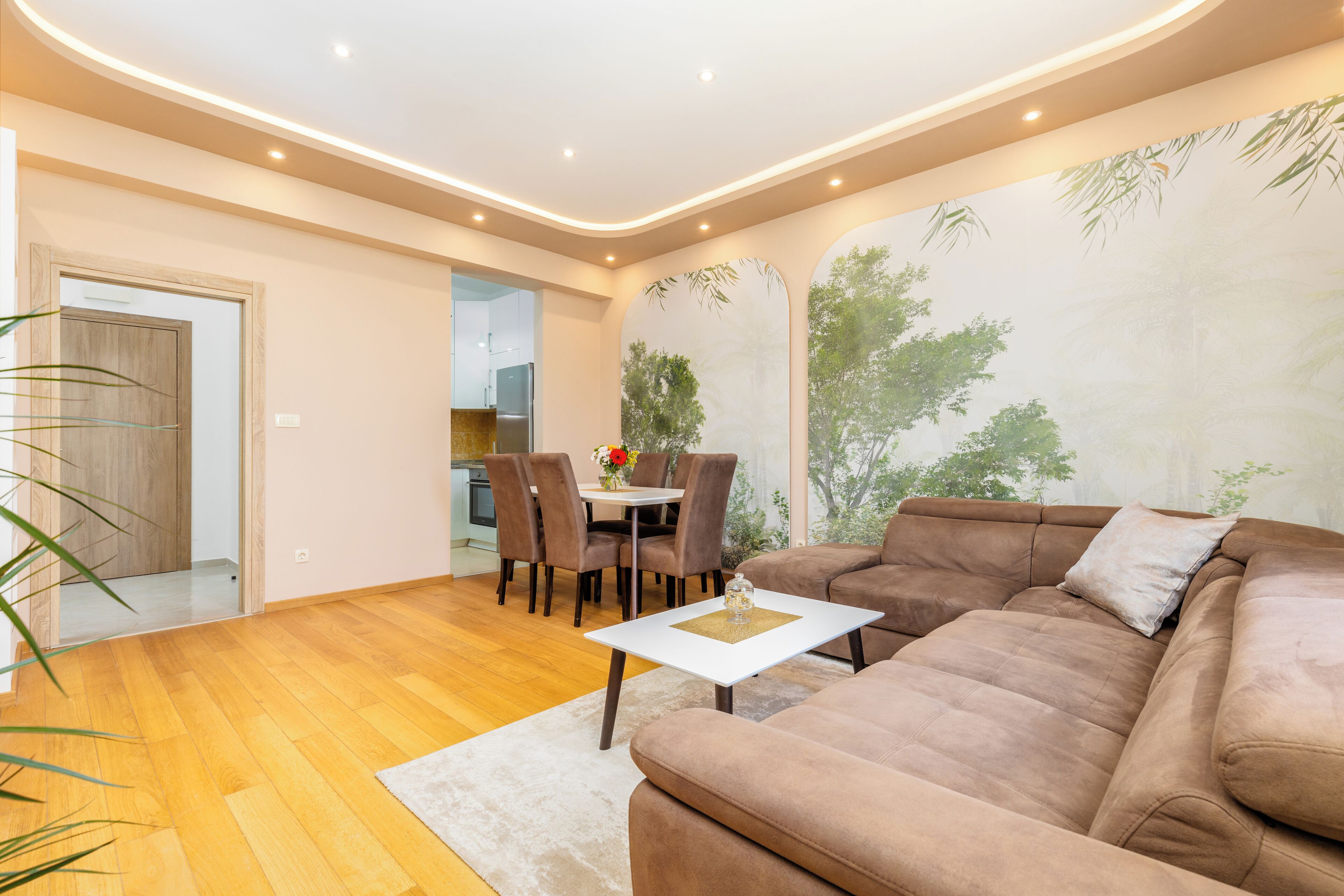 Apartamento conforto, 2 quartos | Área de estar | Smart TV 125 cm com canais a cabo