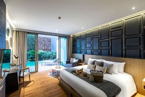 Quarto Deluxe, 1 cama king-size, não fumadores, acesso à piscina | Cofre no quarto, com decoração personalizada 