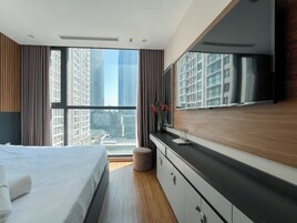 Apartamento de Luxo, 2 quartos, Vista para a cidade, na torre | Roupa de alta qualidade, edredões de penas