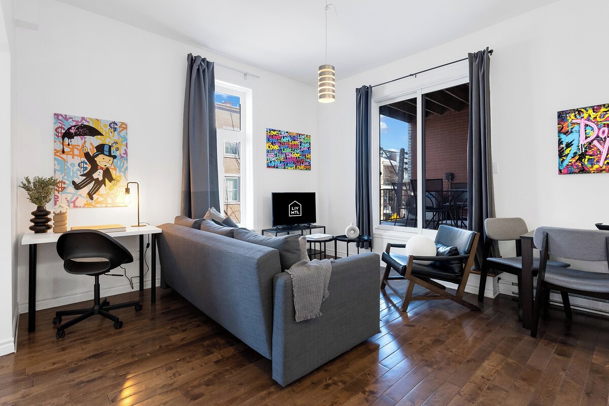 Apartamento Deluxe, 1 quarto, pátio, Vista para a cidade (Mont-Royal 202) | Vista do quarto