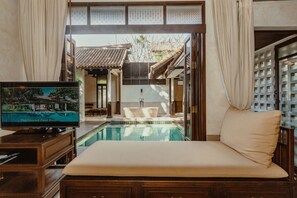 The Pavilion Pool Villa | 1 quarto, lençóis de algodão egípcio, roupa de alta qualidade 