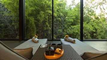 Sala(s) para tratamentos a casais, sauna, hammam, tratamentos corporais