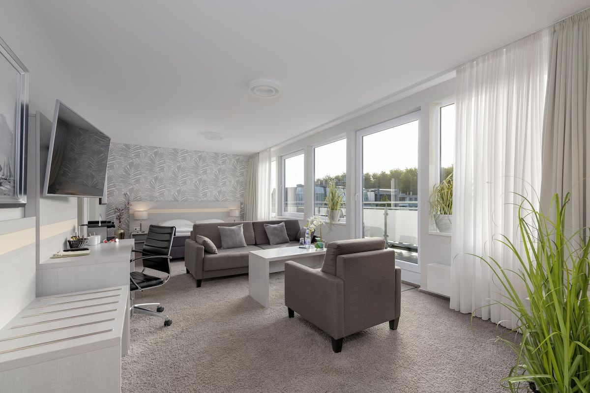 Suíte família | Camas com colchões pillow-top, ferros/tábuas de passar roupa