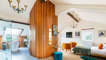 Cobertura, suíte | 1 quarto, roupas de cama de algodão egípcio, individualmente decorados