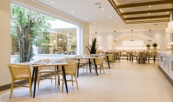 Café da manhã, almoço e jantar; culinária mediterrânea 