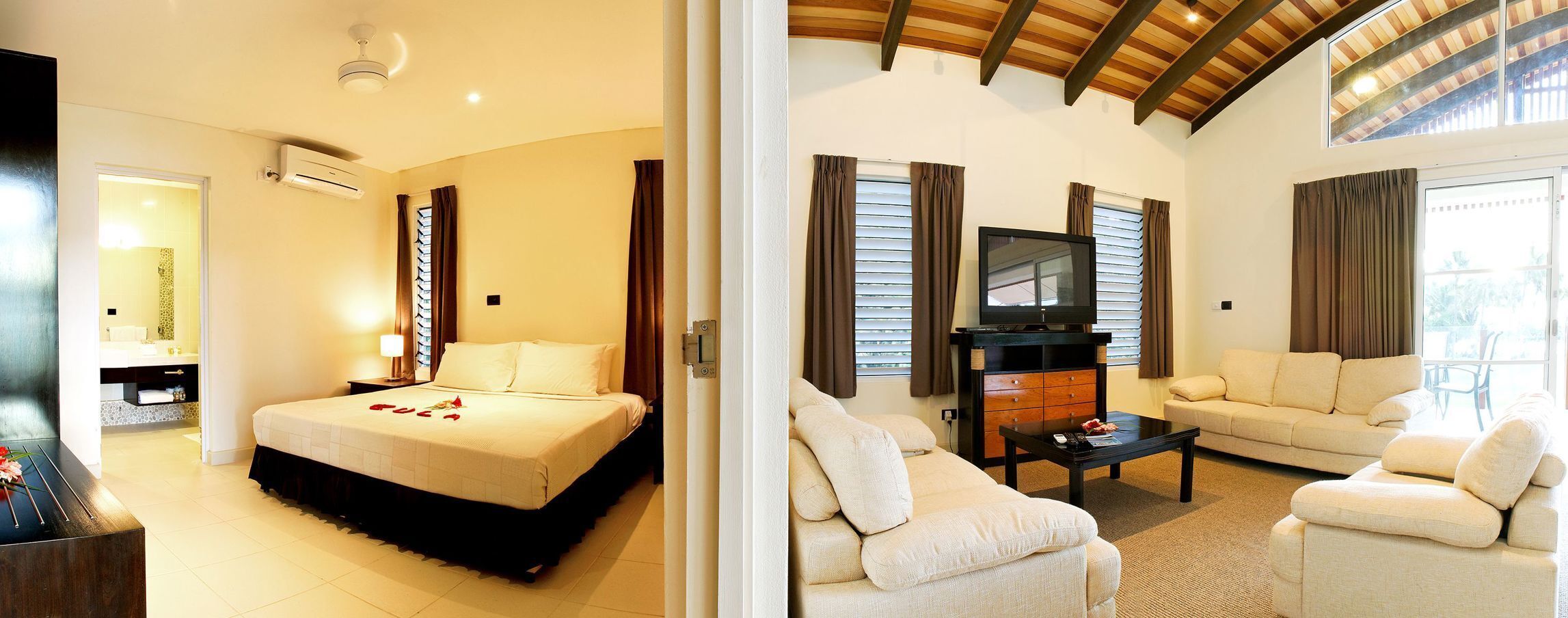 Roupa de alta qualidade, camas de colchão pillowtop, minibar 
