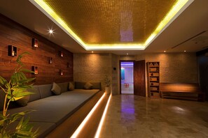 Sauna seca, sauna a vapor, banho turco/hammam, 2 salas de tratamento