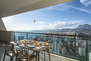 Apartamento panorâmico, 2 quartos, sacada | Terraço/pátio