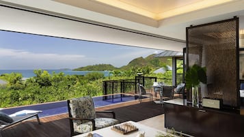 Villa, 2 quartos, vista para o oceano (Pool) | Roupa de alta qualidade, edredões de penas