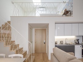 Duplex, 1 quarto | Cofres nos quartos, espaço de trabalho para notebook