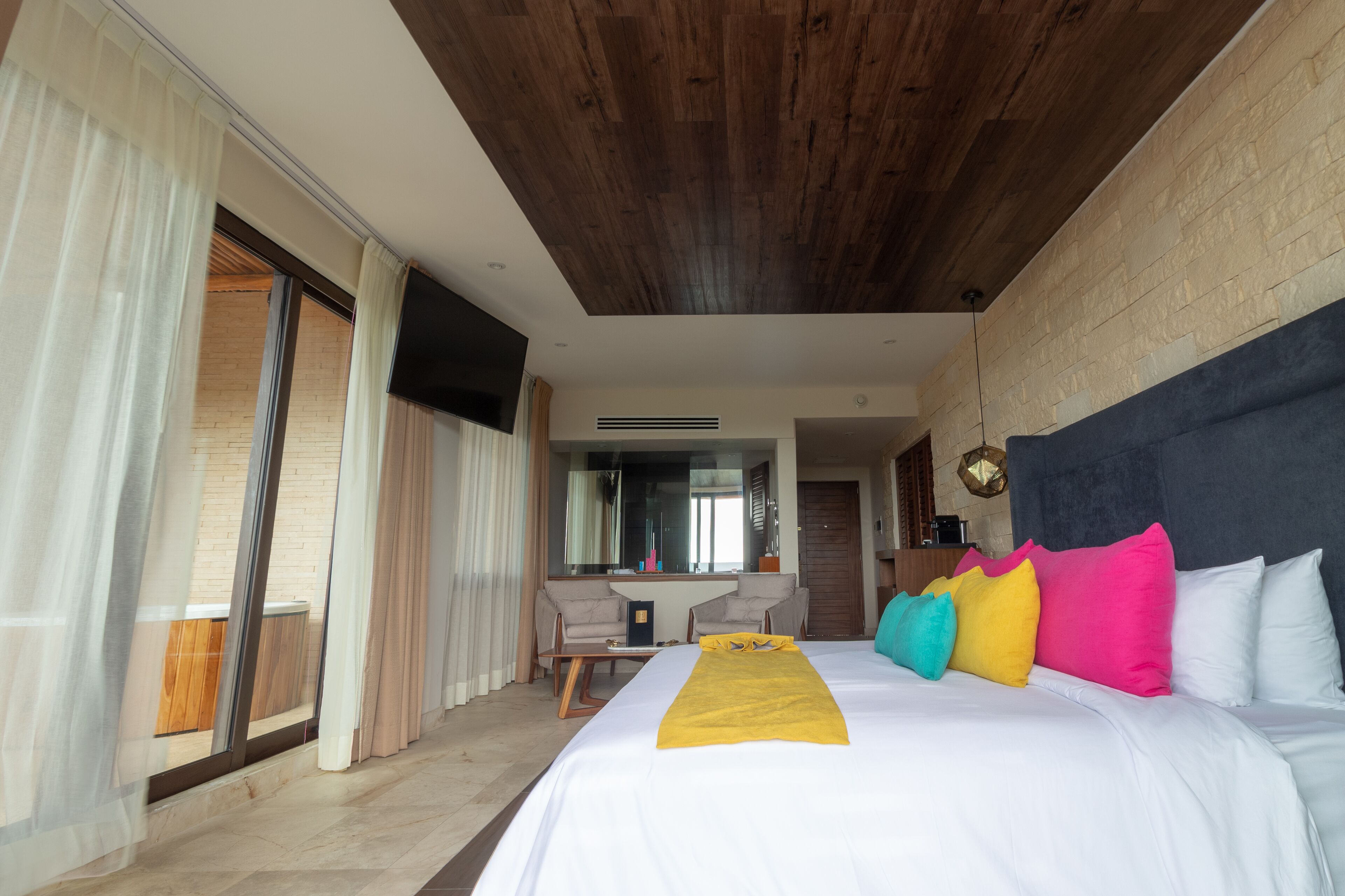 Lençóis de algodão egípcio, roupa de alta qualidade, minibar 