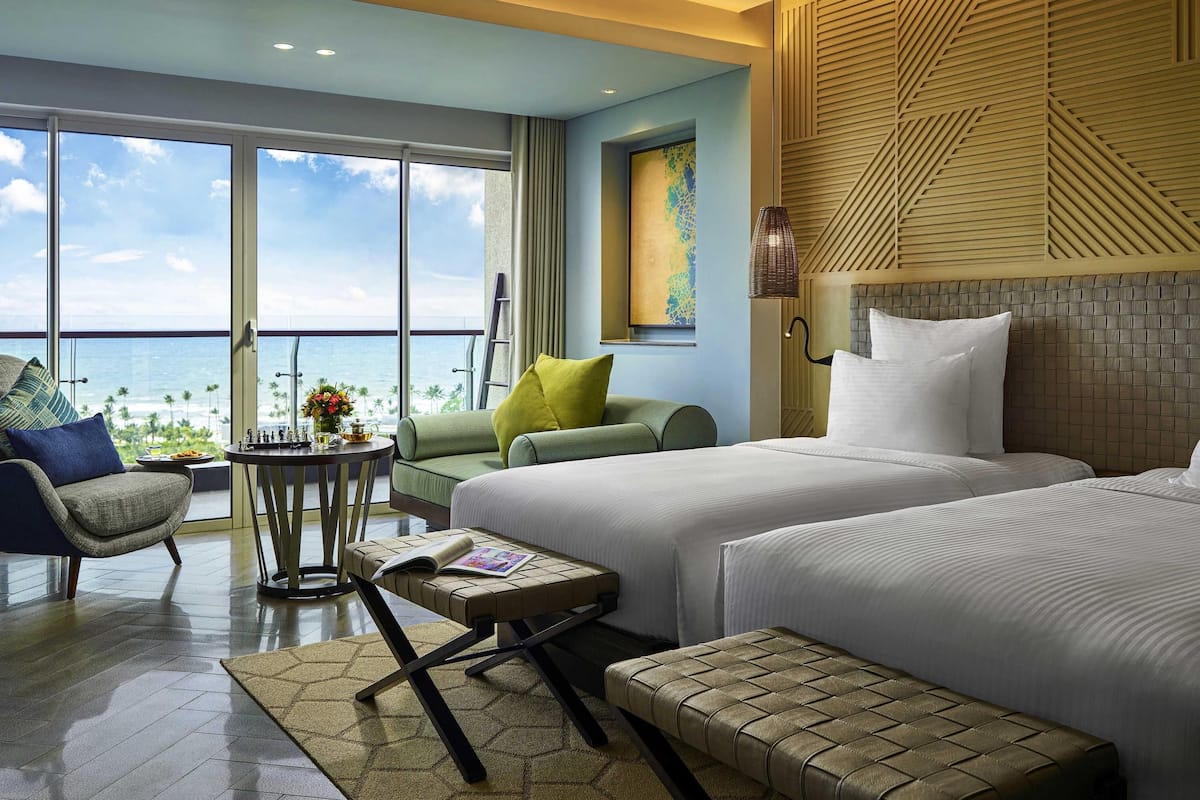 Quarto luxo, 2 camas de solteiro, vista para o oceano | Roupas de cama antialérgicas, frigobar, cofres nos quartos