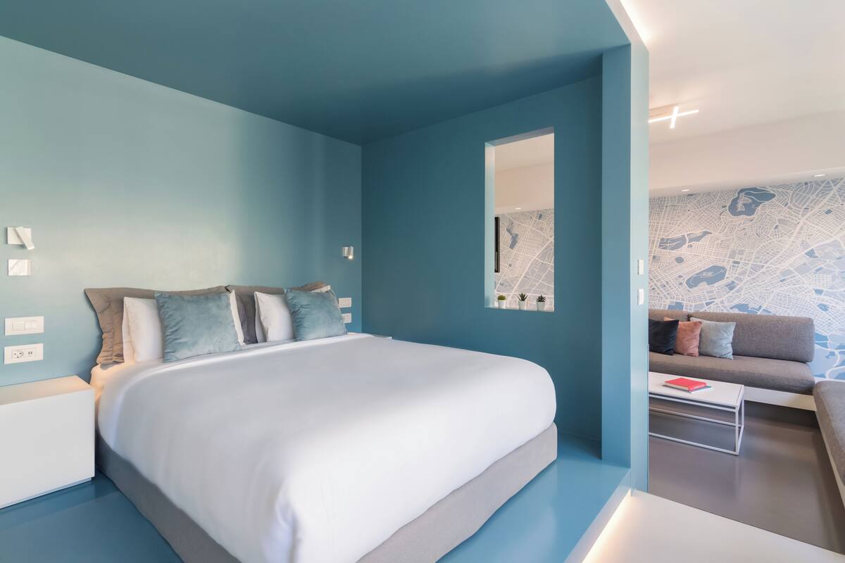 Apartamento, 1 quarto (Aqua) | Lençóis de algodão egípcio, roupa de alta qualidade, cofre no quarto 