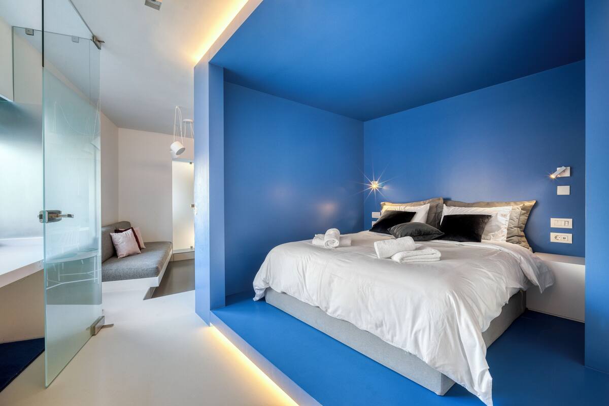 Apartamento, 2 quartos (Blue) | Lençóis de algodão egípcio, roupa de alta qualidade, cofre no quarto 
