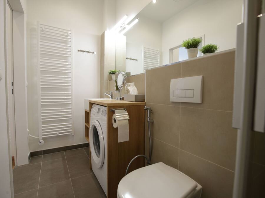 Apartamento Superior | Casa de banho | Um polibã, um secador de cabelo, toalhas fornecidas, sabão