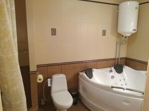 Suite Júnior | Casa de banho | Um polibã, artigos de higiene pessoal grátis, um secador de cabelo 