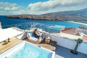 Suíte, 2 quartos, banheira de imersão, de frente para o oceano (Split Level) | Terraço/pátio