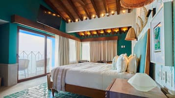 Quarto premium, 1 cama King | Roupas de cama premium, frigobar, cofres nos quartos