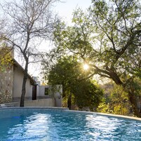 Piscina exterior, espreguiçadeiras 