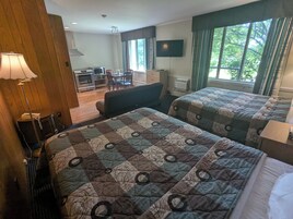 Suite-Estúdio Premium, 2 camas queen-size, kitchenette, vista para o jardim | Secretária, secretária adequada para computadores portáteis 