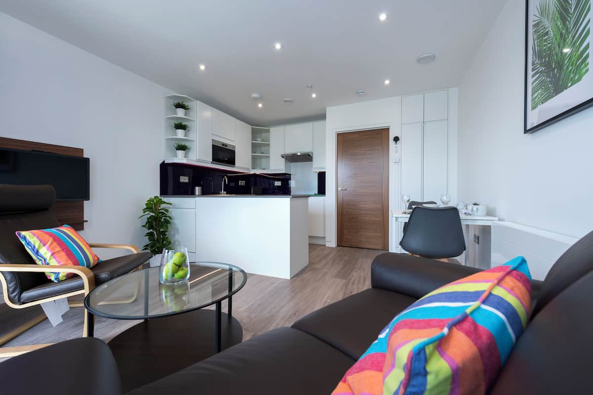 Standard Apartment, 1 Bedroom, 1st Floor | Área de estar | Smart TV 32 polegadas com canais digitais, TV, Netflix