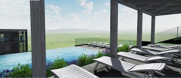 Terraço com espreguiçadeiras