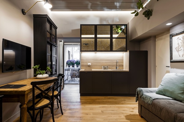 Apartamento standard, 1 quarto | Cozinha privada | Geladeira, cooktop, cafeteira/chaleira, chaleira elétrica