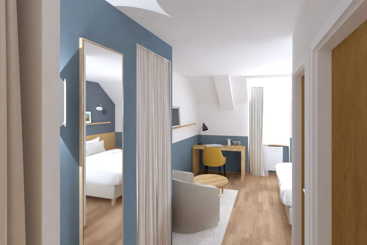 Minibar, cofre no quarto, com decoração personalizada