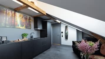 Quarto superior, cozinha | Cozinha privada | Cafeteira/chaleira