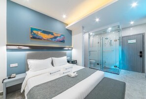 Quarto Duplo Deluxe | Cofre no quarto, cortinas/cortinados opacos, quartos insonorizados