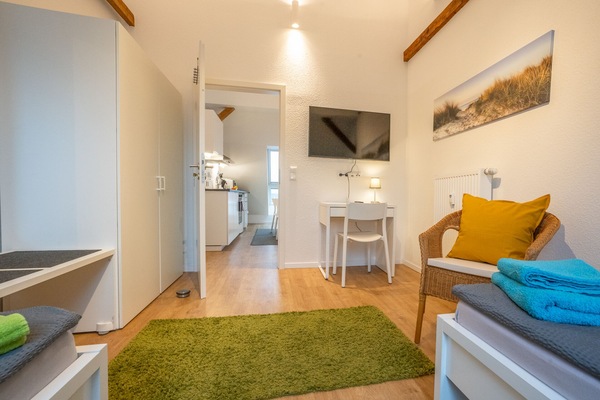 Apartamento, 3 quartos (Wohnung 5) | Roupas de cama antialérgicas, escrivaninha