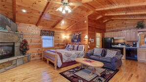 Cabine, 1 cama king-size, banheira de hidromassagem grande, vista para a montanha | 1 quarto 