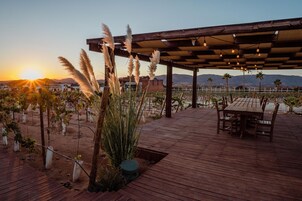 Terraço com espreguiçadeiras