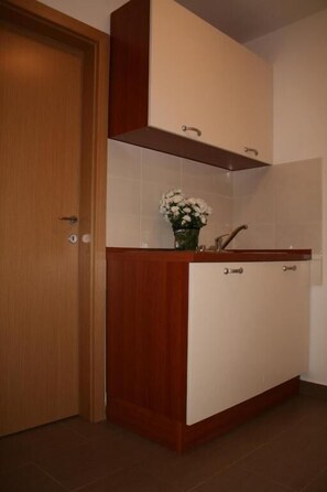 Estúdio | Kitchenette privada | Um frigorífico, um micro-ondas, uma placa de cozinha