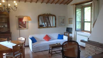 Apartamento, 2 quartos, lareira, vista para o jardim | Sala de estar