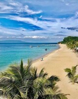 Na praia, praia de areia branca, snorkel 